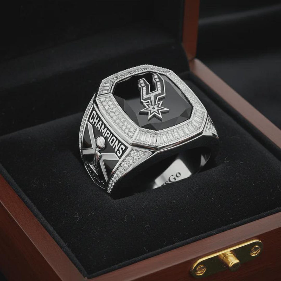 San Antonio Spurs Ring, NBA Basketball Championship Jewelry, Silver and ...