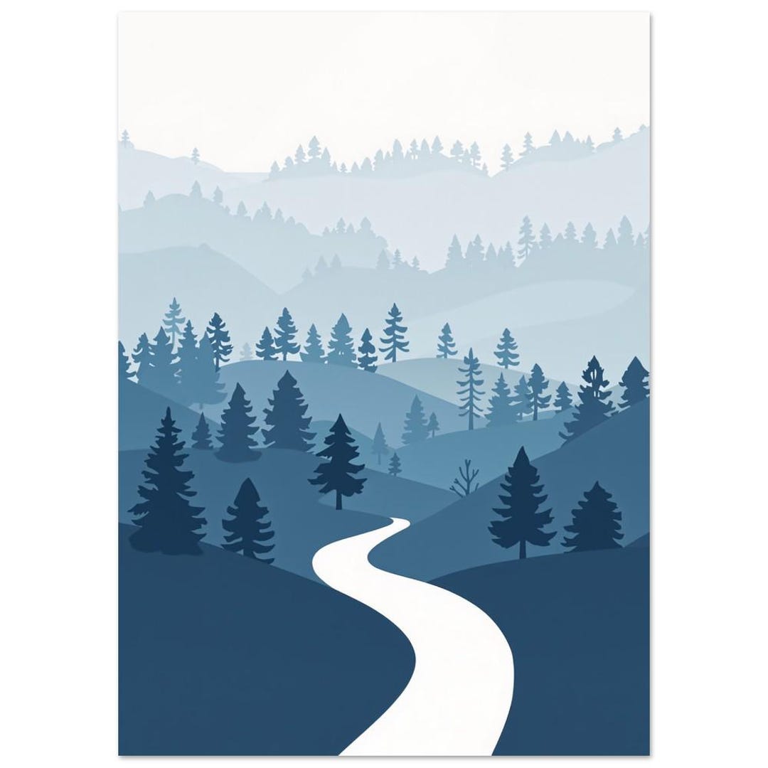 Foggy Forest Trail Wall Art Misty Woodland Path Print Moody ...