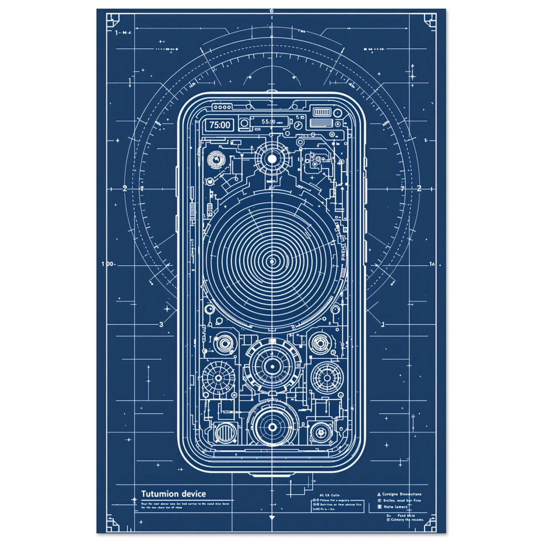 Time Travel Device Blueprint Poster Retro Sci Fi Gadget Wall Art ...