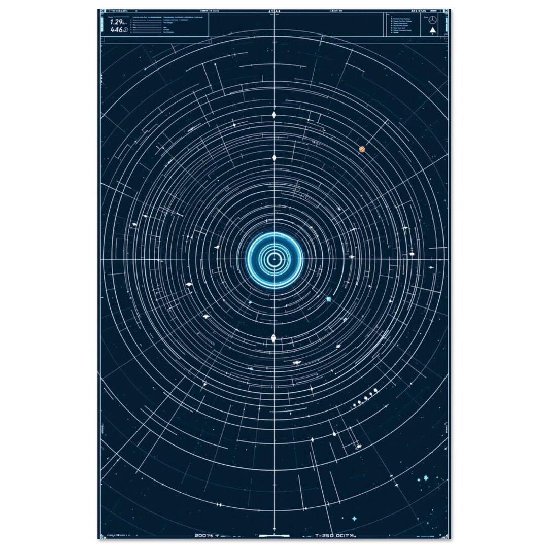 Retro Space Blueprint Poster Orbital Atlas Retro Futurism Spacecraft ...