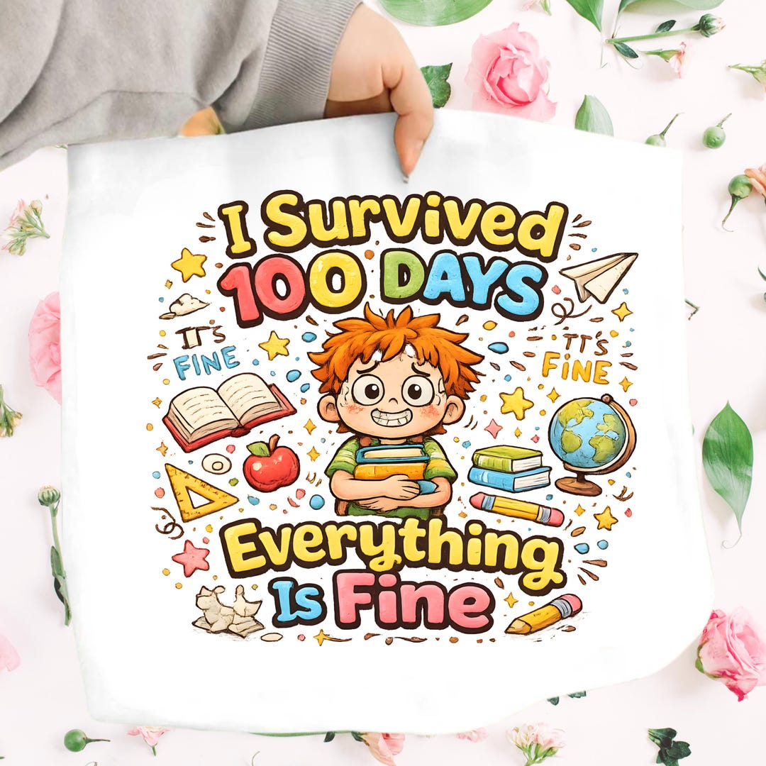 I Survived 100 Days of School Cartoon PNG (digital Download) - Etsy