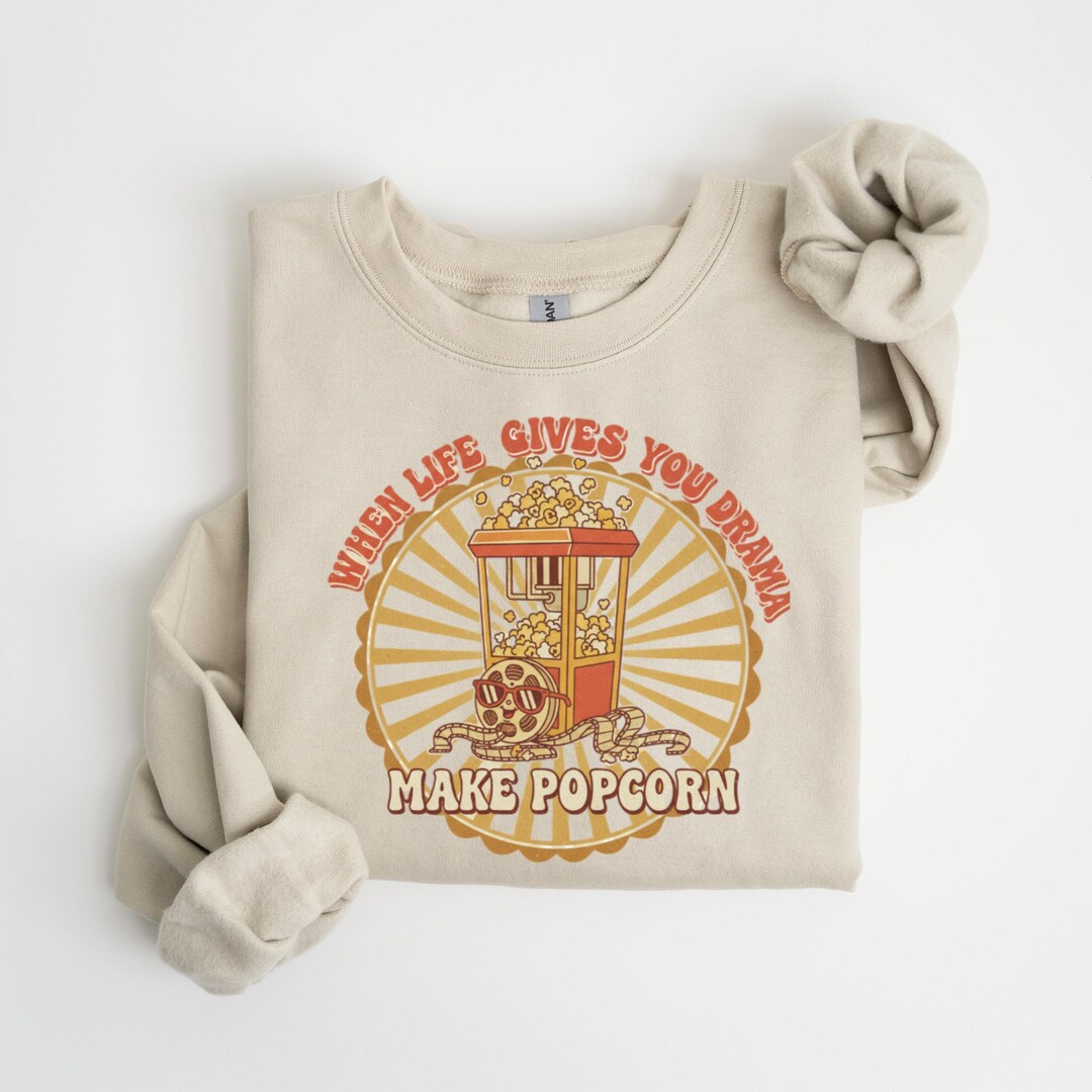 Retro Movie Snack Sweatshirt | Funny Popcorn Cart Design - Etsy