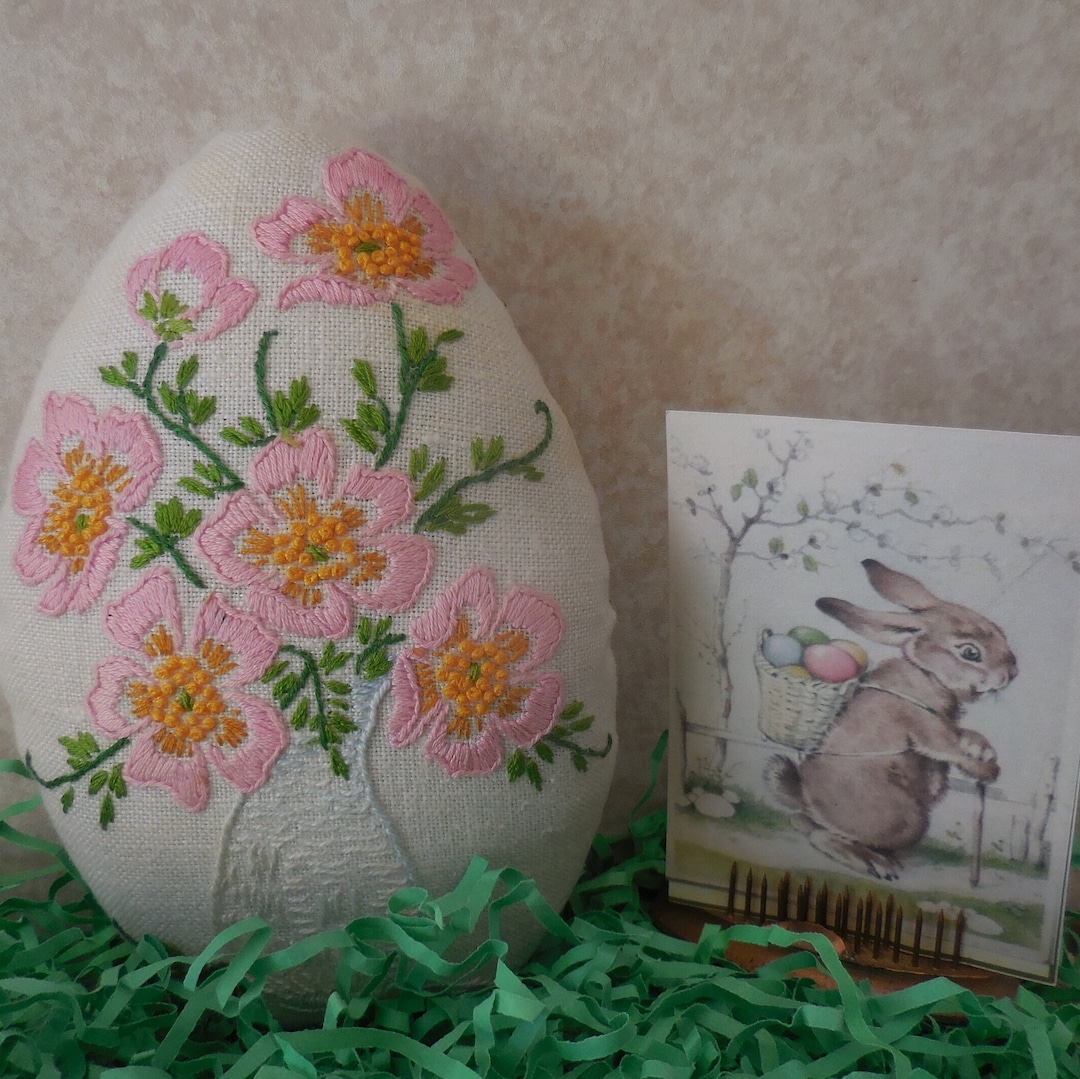 Primitive Vintage Embroidered Easter Egg Tuck Basket Filler Tier Tray Decor - Etsy