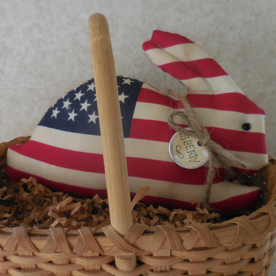 Primitive Americana Flag Bunny Rabbit Pillow Tuck Patriotic July 4th ...