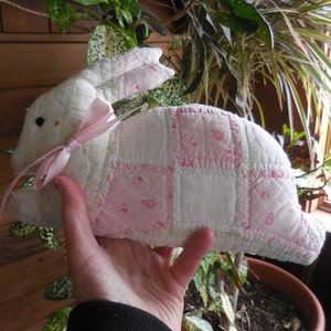 Vintage Hand Quilted Primitive Old Bunny Pillow Tuck Easter Farmhouse ...