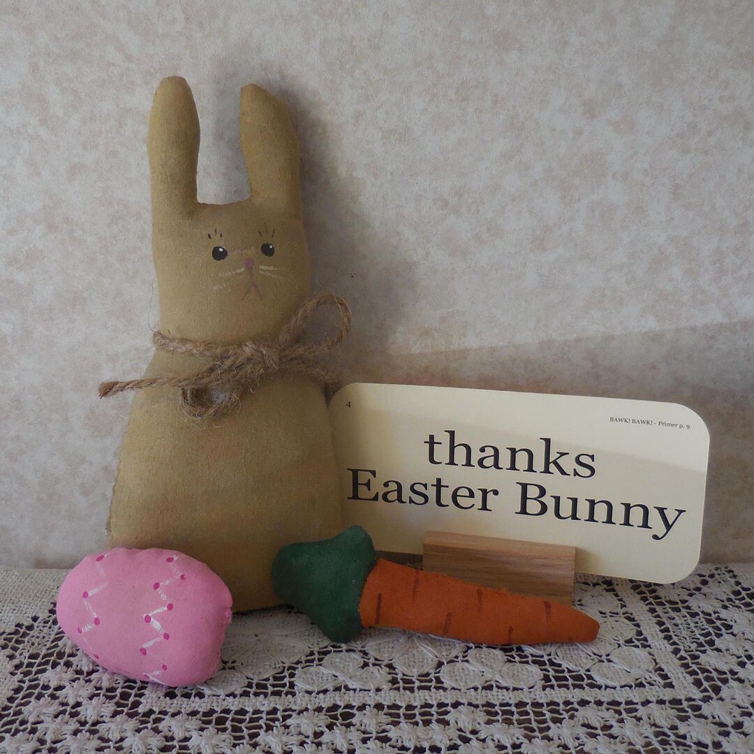 Primitive Easter Bunny Carrot Egg Bowl Filler Hand Painted Tucks ...