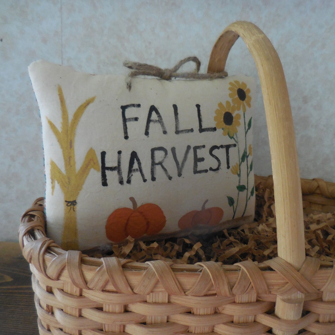 Primitive Fall Harvest Pillow Tuck Sign Hand Painted Sunflowers ...