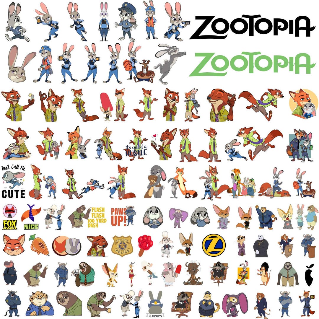 Paquete de imágenes prediseñadas de Zootopia 2: personajes de Animal ...