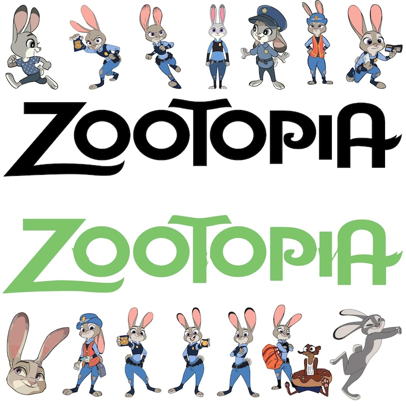 Zootopia 2 Clipart Bundle: Animal City Characters PNG, Bunny Officer ...