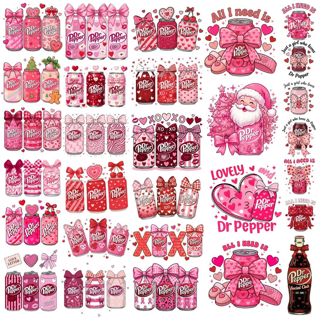 Valentine Soda Love PNG Bundle: Soda Pink Valentine Coquette, Digital ...