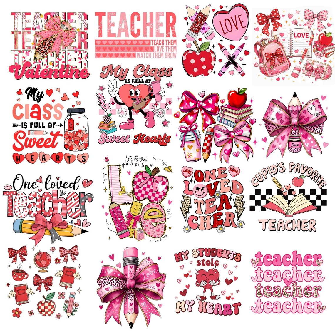 Preppy Teacher Valentine Png Bundle: Valentine Classroom Design - Etsy