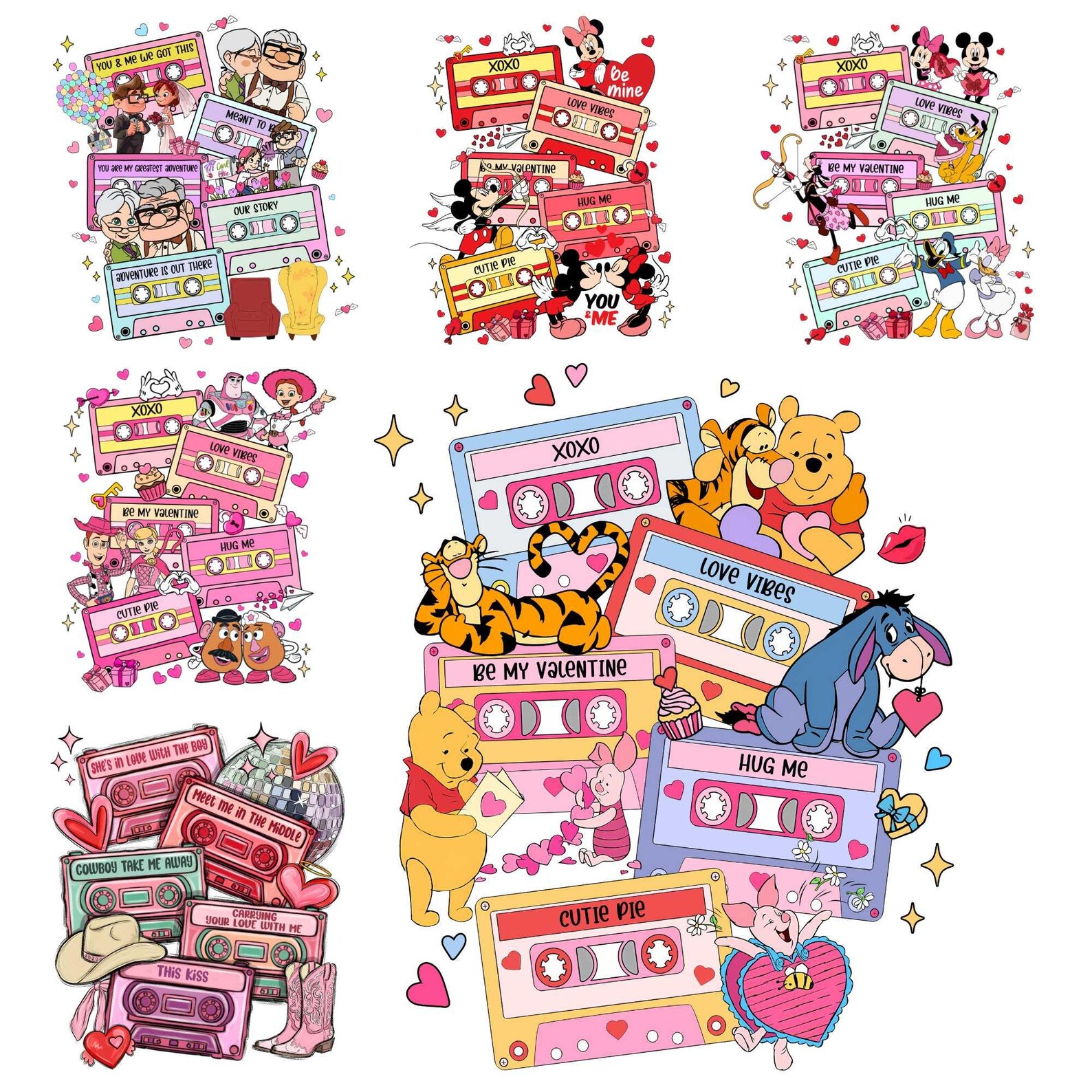 Valentine Cassette Tape PNG Bundle, Retro Love Mixtape Clipart Set ...