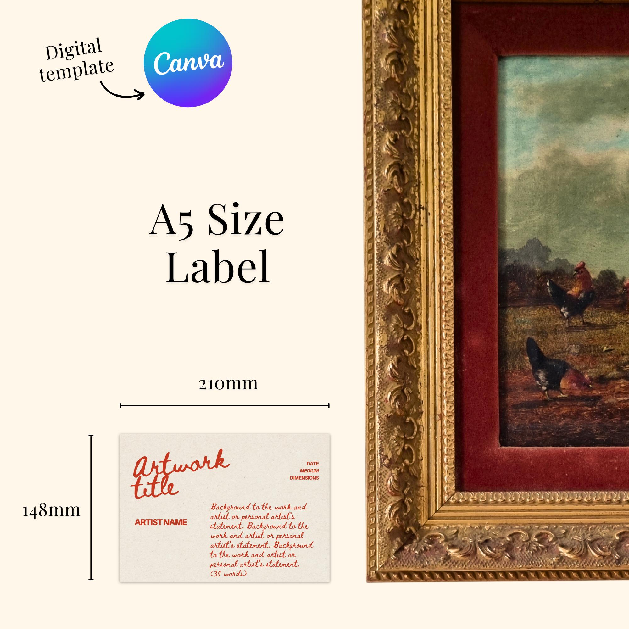 Printable A5 Art Exhibition Label Landscape | Style Bundle | Digital ...