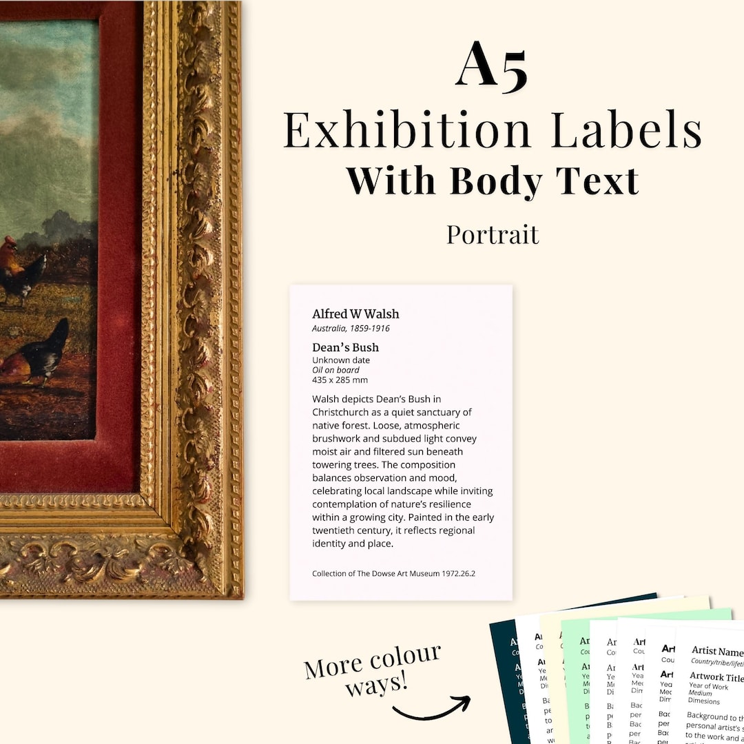 Printable A5 Art Exhibition Label Template | Portrait (customizable ...