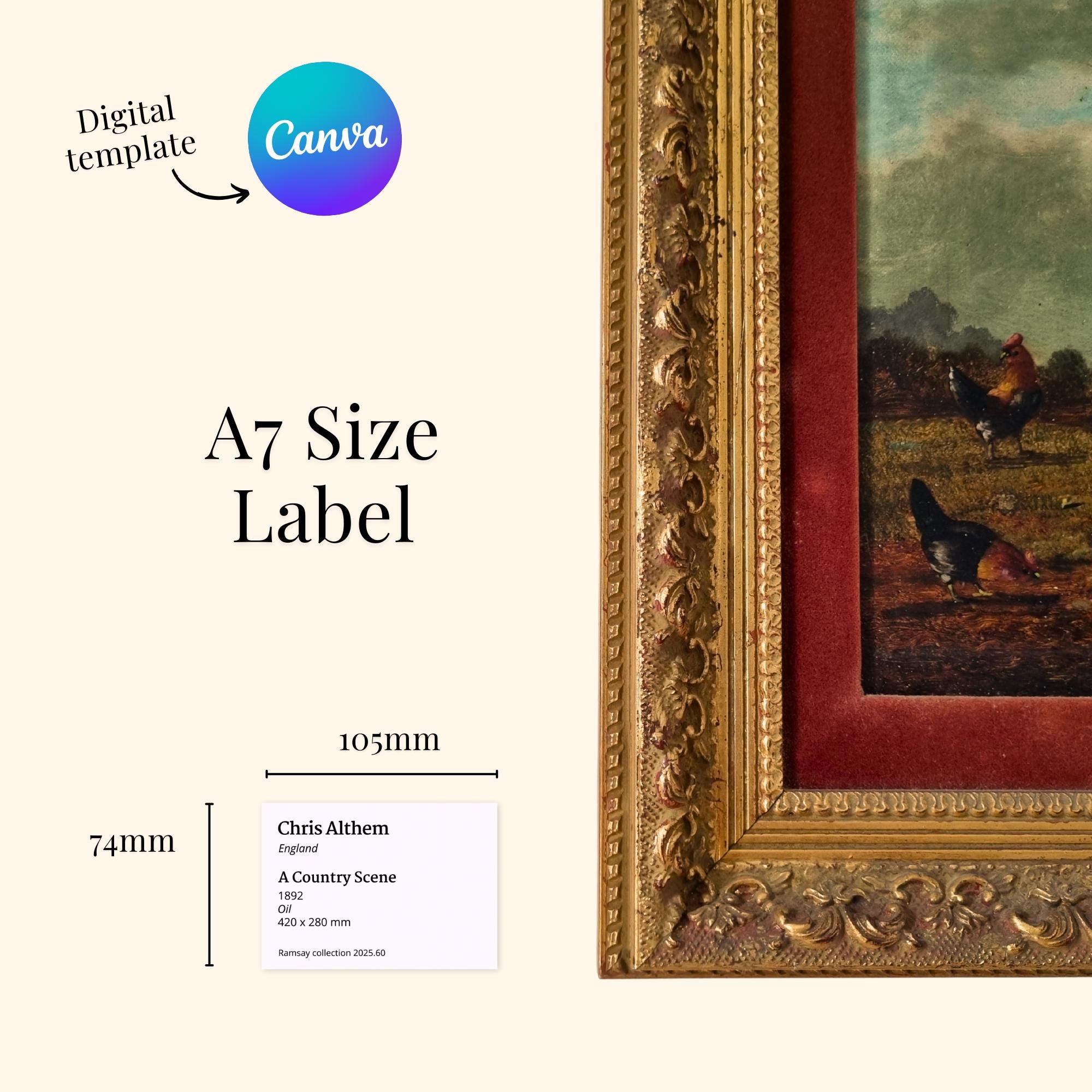 Printable A7 Landscape Art Exhibition Label Digital Template ...