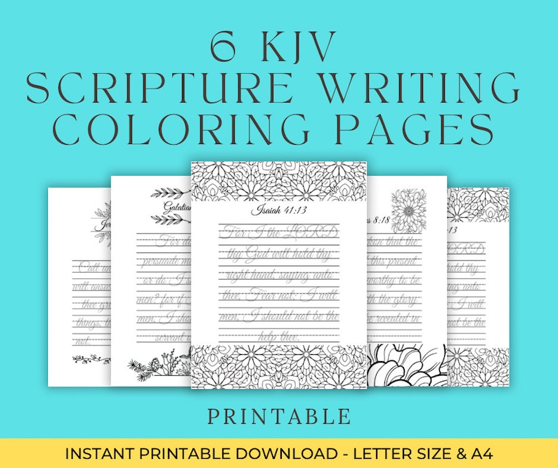 KJV Scripture Writing Coloring Sheets…instant Download Includes 6 ...