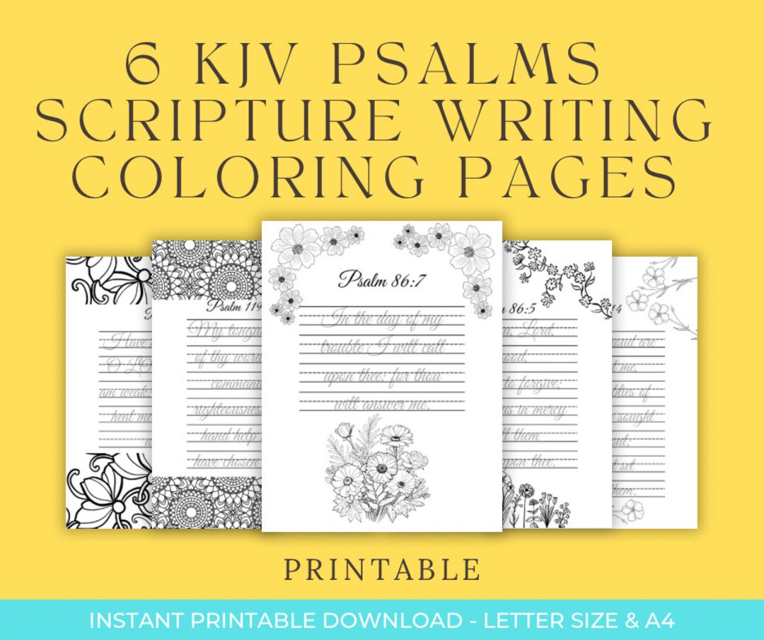 Psalms Scripture Writing Coloring Sheets…instant Download Includes 6 ...