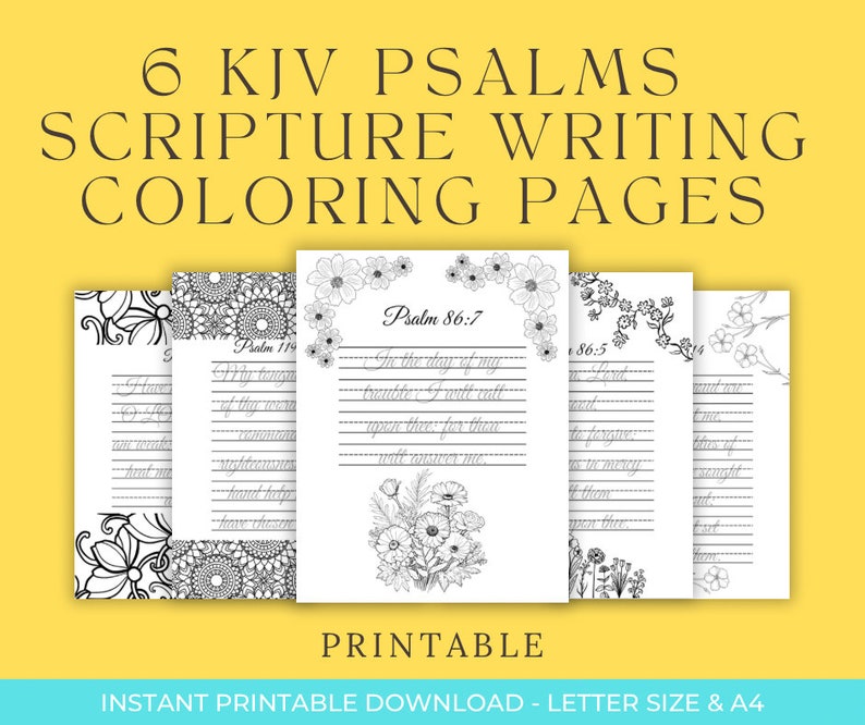 Psalms Scripture Writing Coloring Sheets…instant Download Includes 6 ...