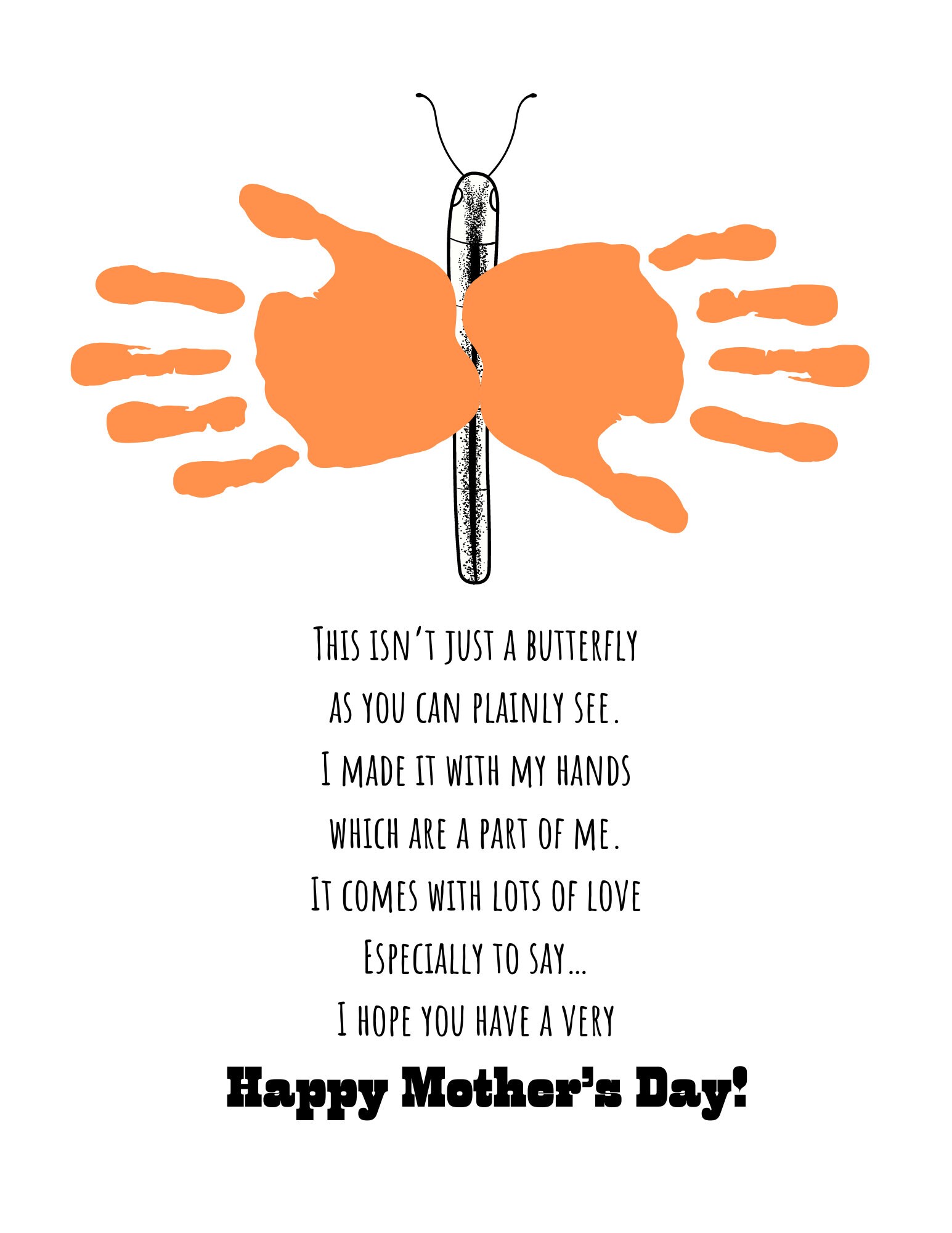 Mothers Day Butterfly Handprint a Printable - Etsy