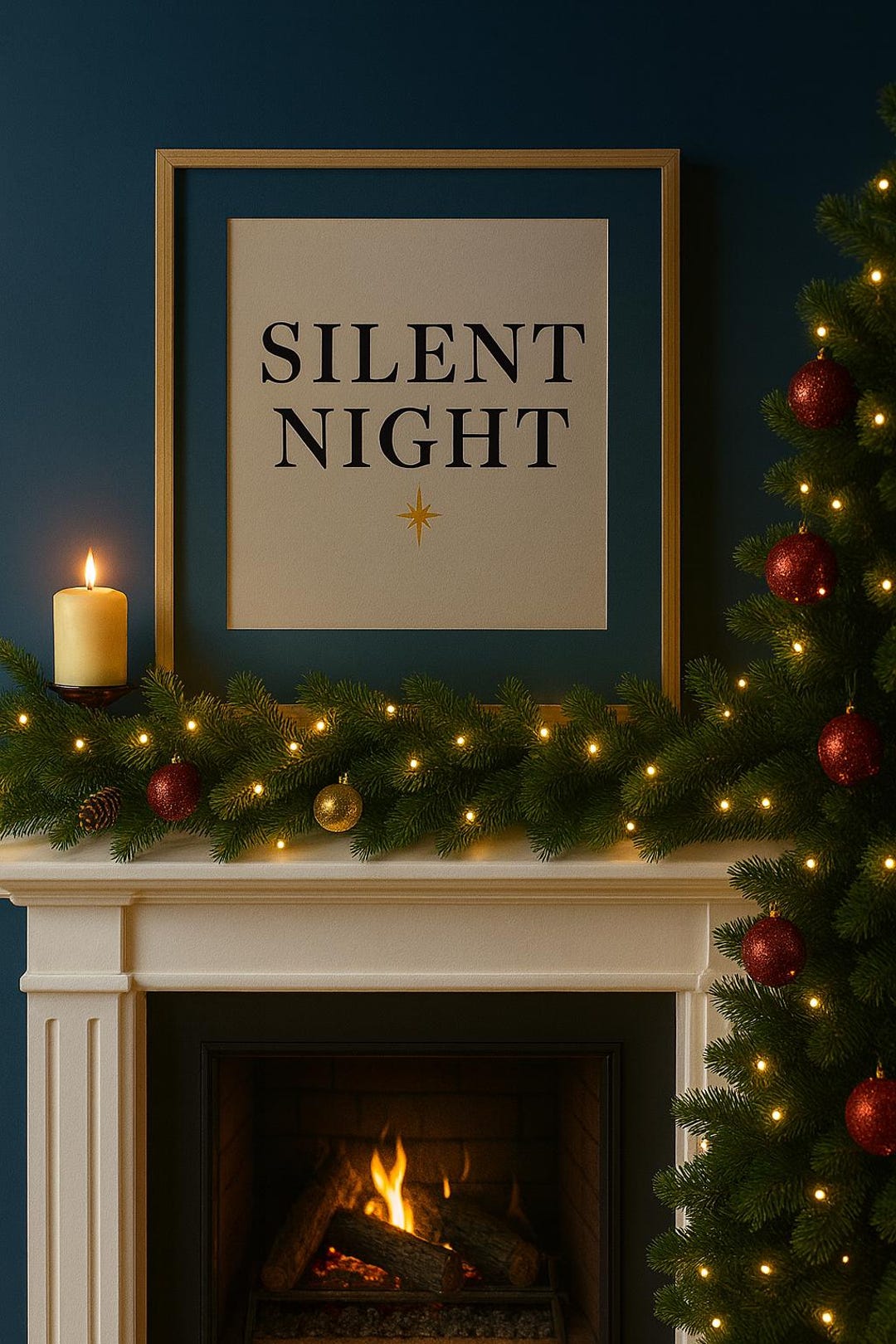 SILENT NIGHT Christmas Print, Scandinavian Holiday Decor (digital ...
