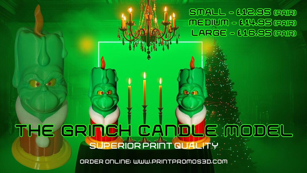 The Grinch Candle Stick Decorations (pair) - Etsy