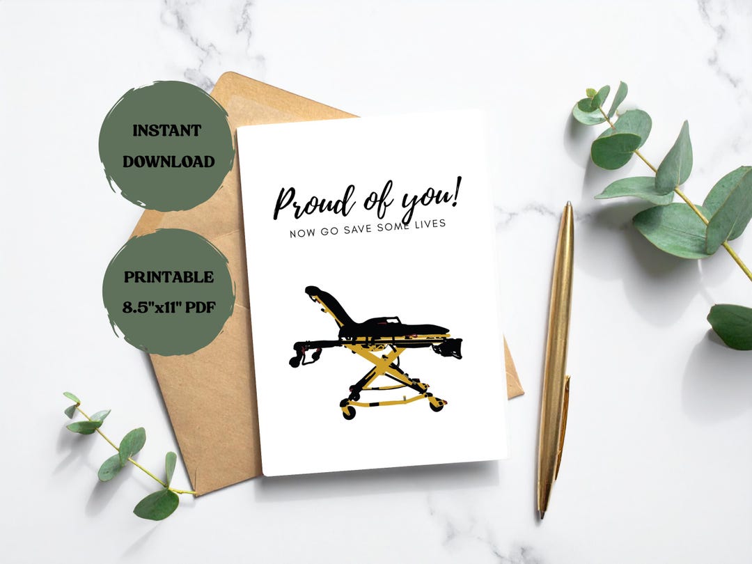 Graduation Card Paramedic EMT EMS Printable Card Instant Download ...
