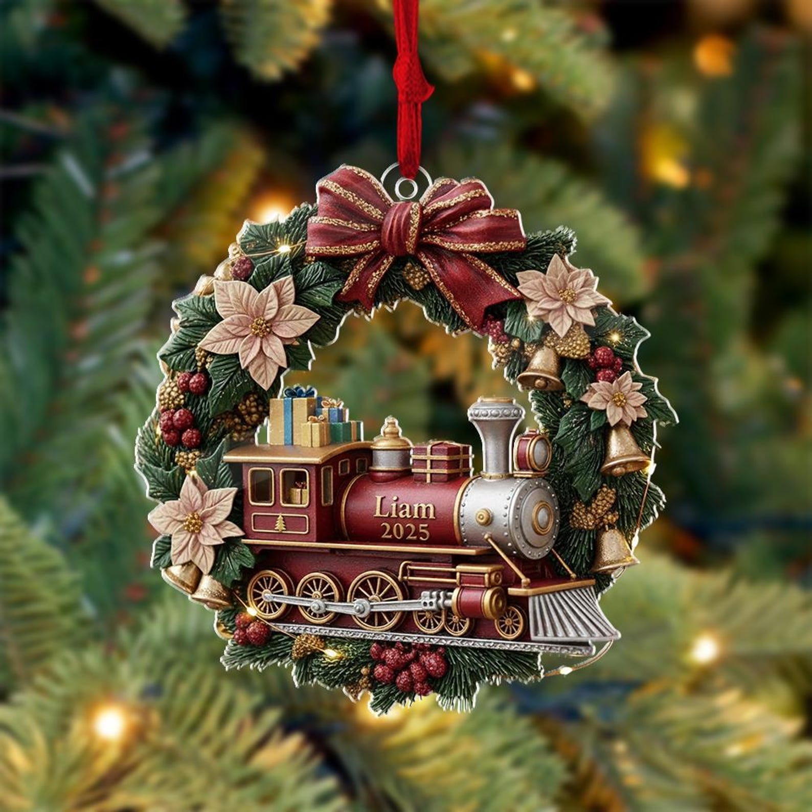 Christmas Express Train Ornament 2D Flat Acrylic, Personalized ...