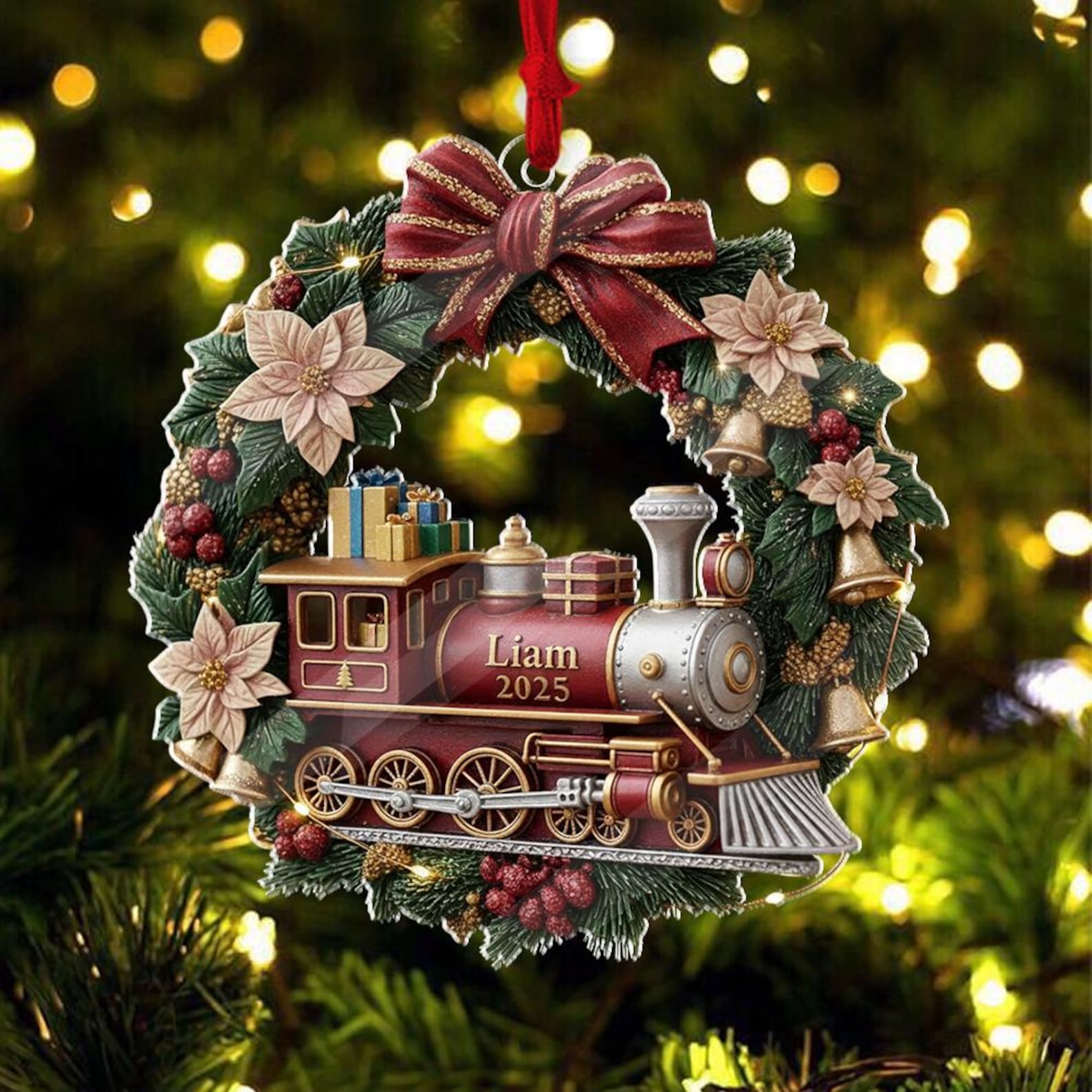 Christmas Express Train Ornament 2D Flat Acrylic, Personalized ...