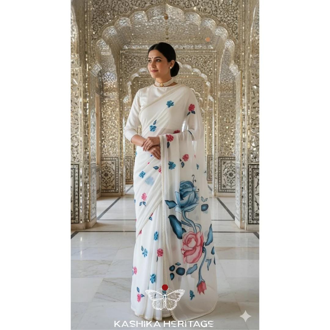 Handpainted Saree | Sheesh-gul Original Wearable Art | Designer Indian ...