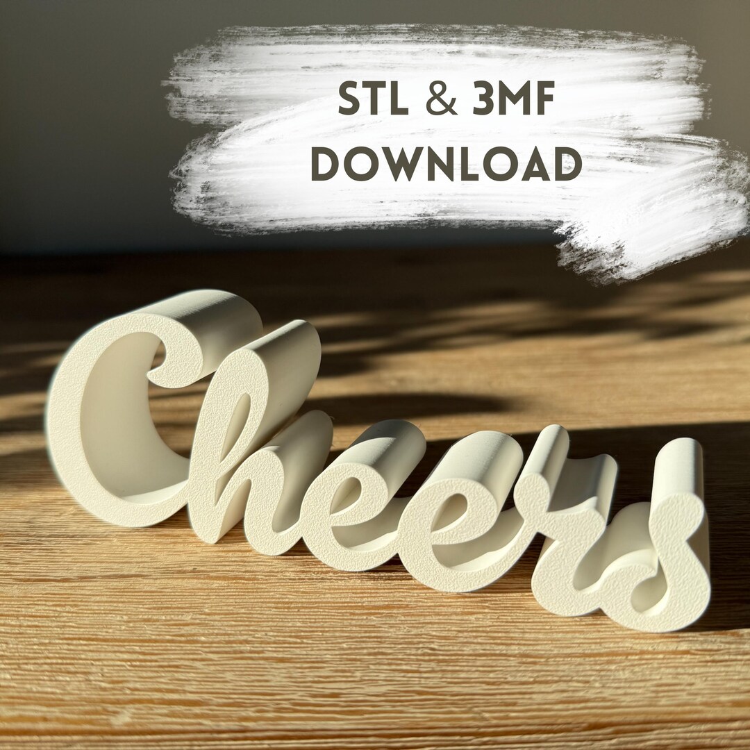 CHEERS STL File + 3MF | 3D Print File | Bar Decor Sign | Party ...