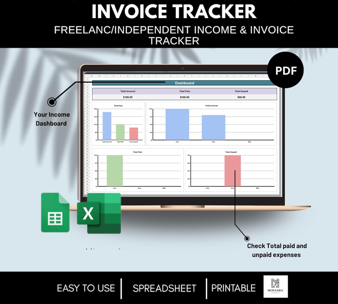 Freelancer Invoice Tracker, Task & Expense Spreadsheet -- Downloadable ...