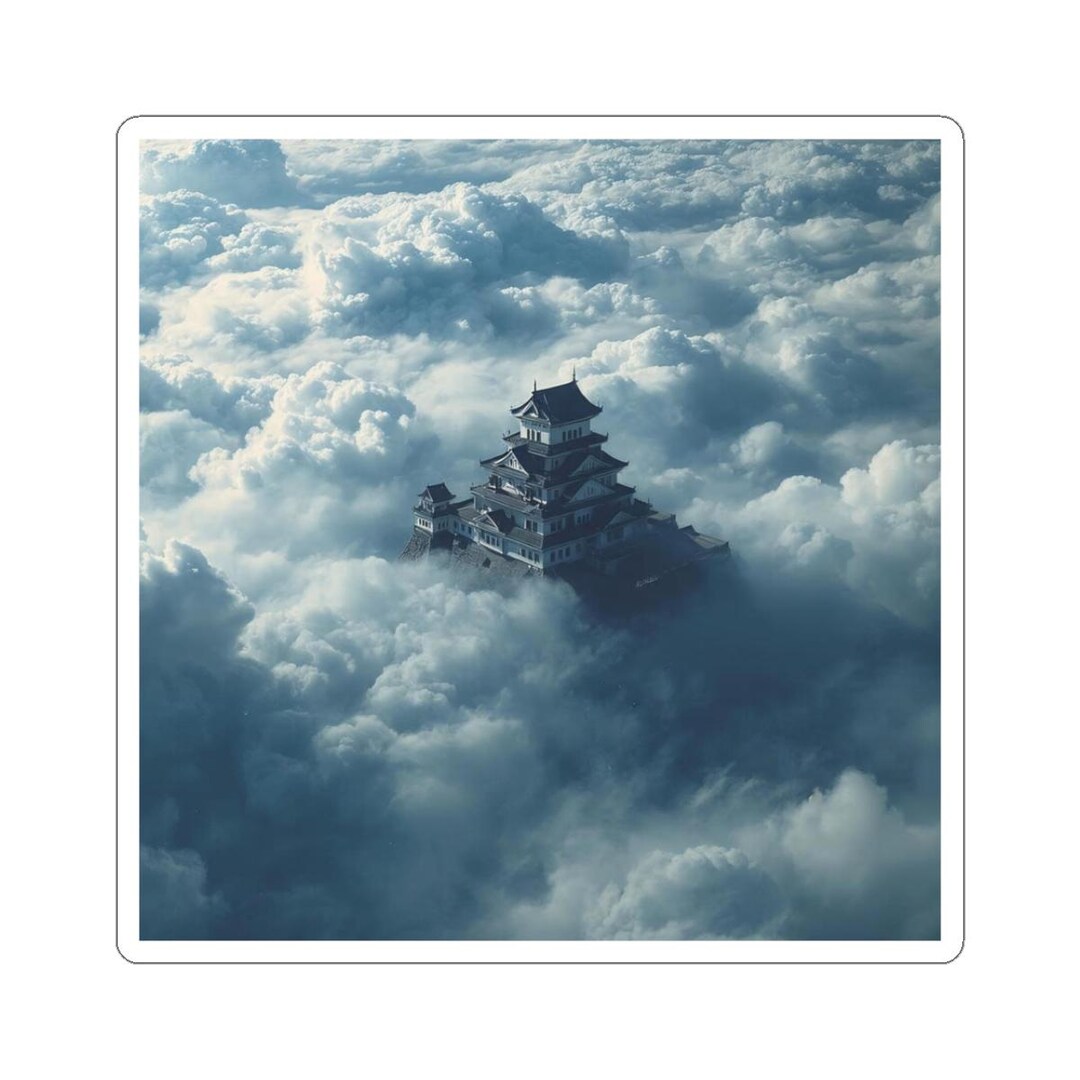 Floating Japanese Castle Sticker | Cloudscape Landscape Kiss-cut ...
