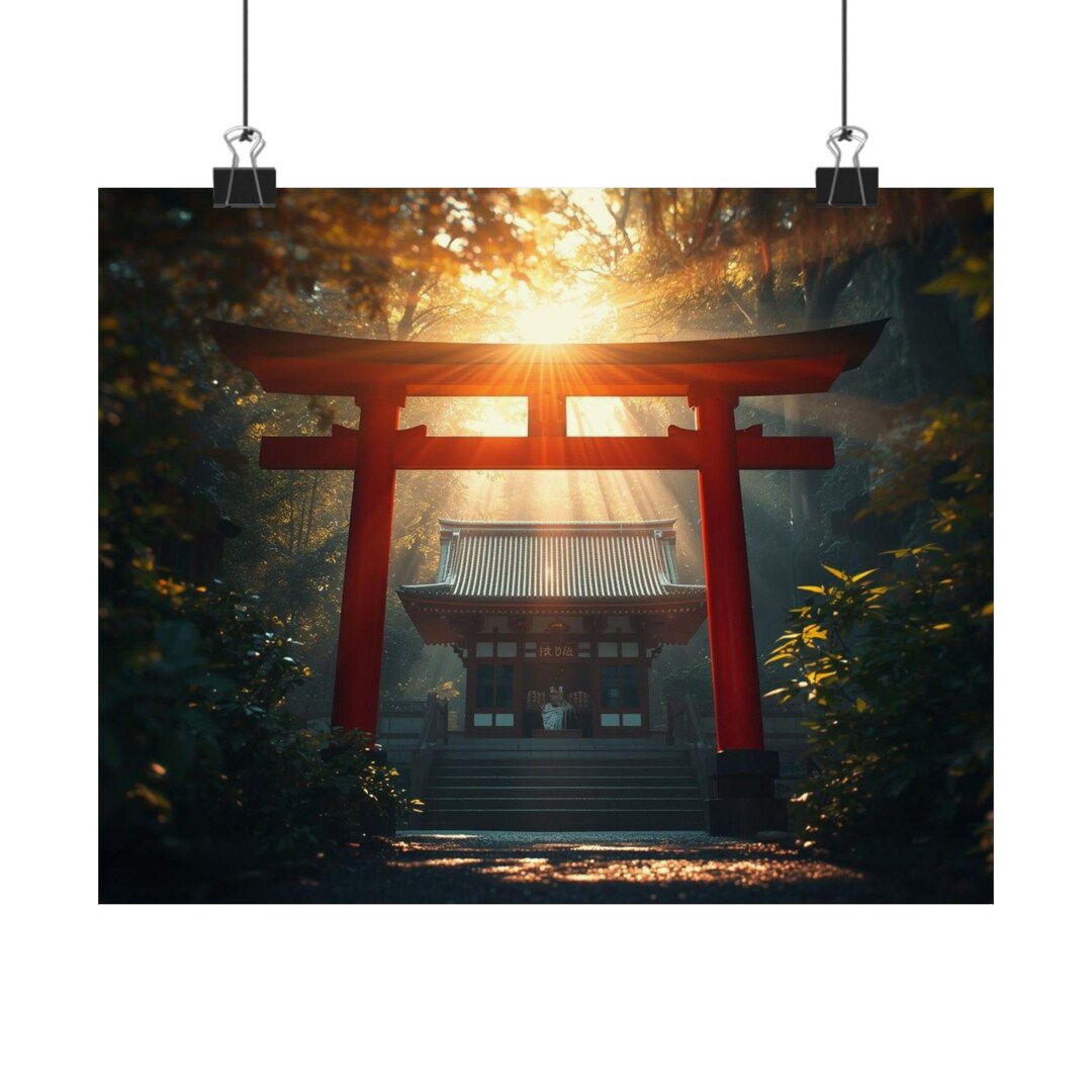 Sunlit Torii Gate Poster Matte Horizontal | Japanese Shrine Wall Art - Etsy