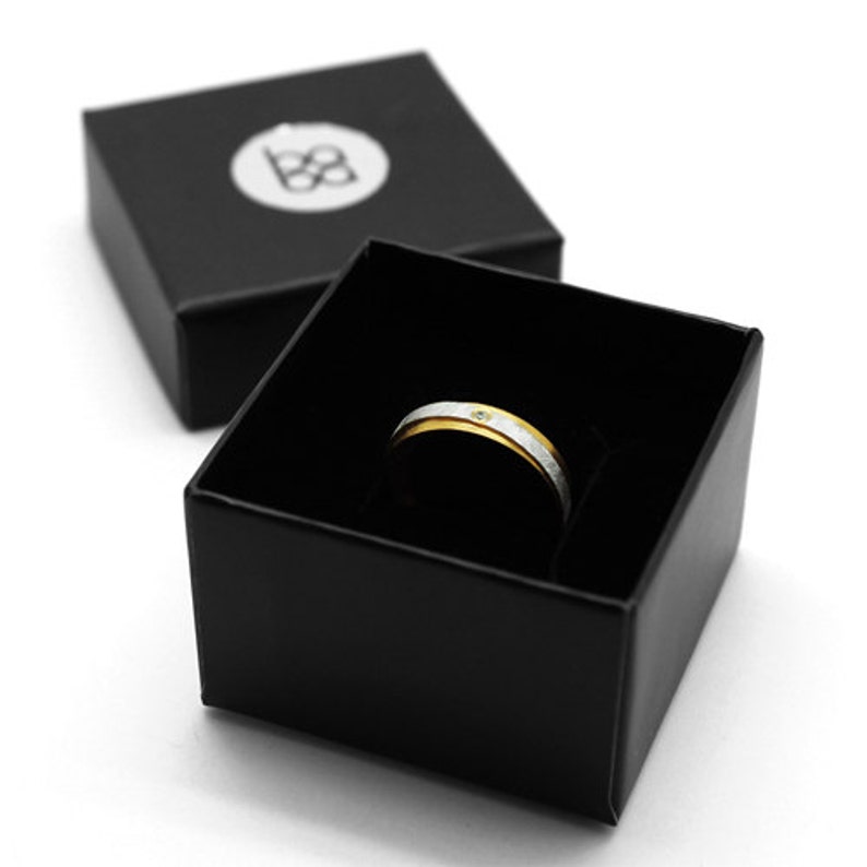 Satin Gold Diamond Band, Delicate Gold Ring, Two Gold Colors Band, Two ...