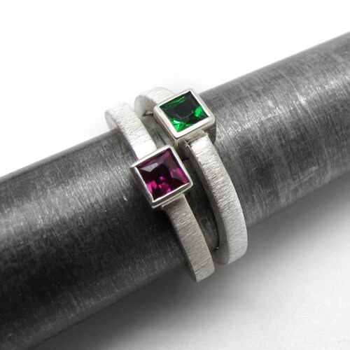 Square Sapphire Ring, Square Ruby Ring, Square Emerald Ring, Simple ...