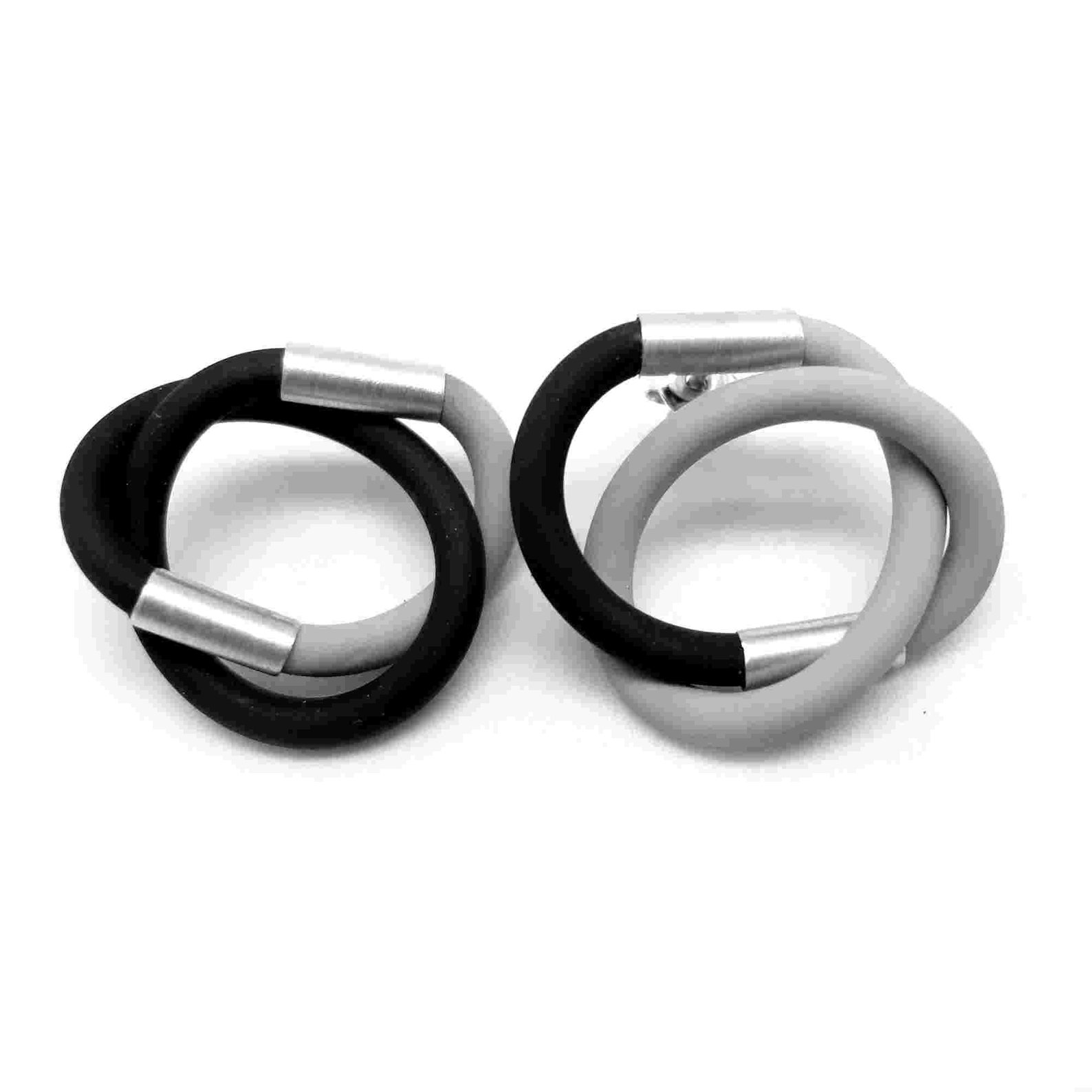 Black Rubber Earrings Knot Earrings Loop Earrings Sterling - Etsy