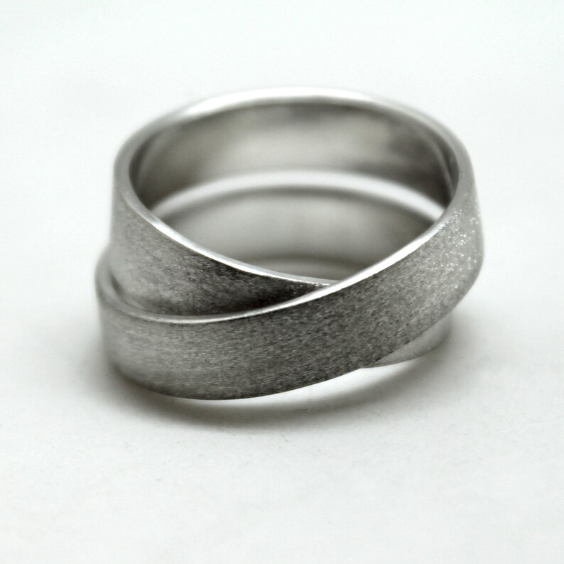 Wide Silver Wrapped Ring, Sterling Silver Ring Wrap, Mobius Ring, Wide ...