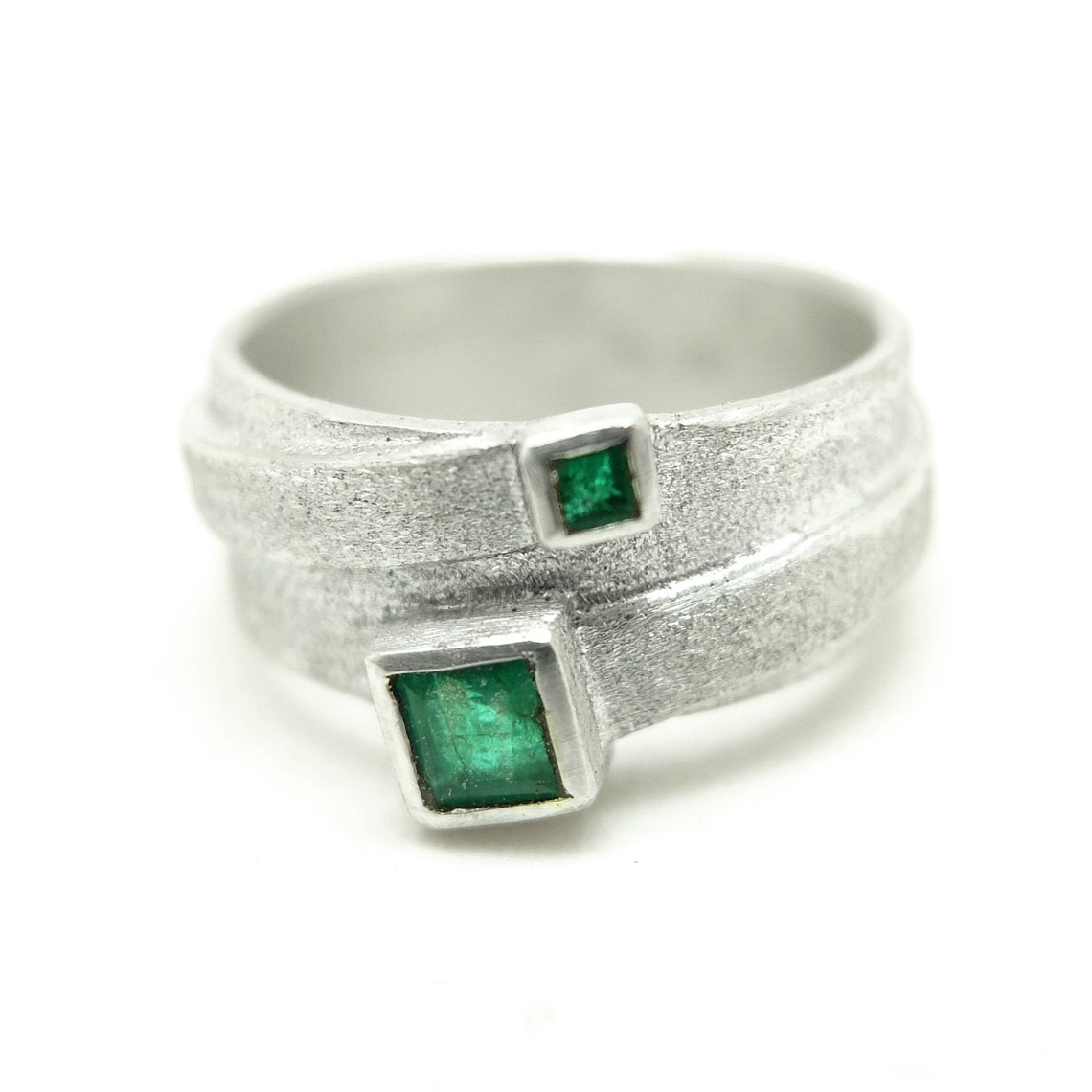 Sterling Silver Emerald Ring Square Emerald Ring Emerald | Etsy