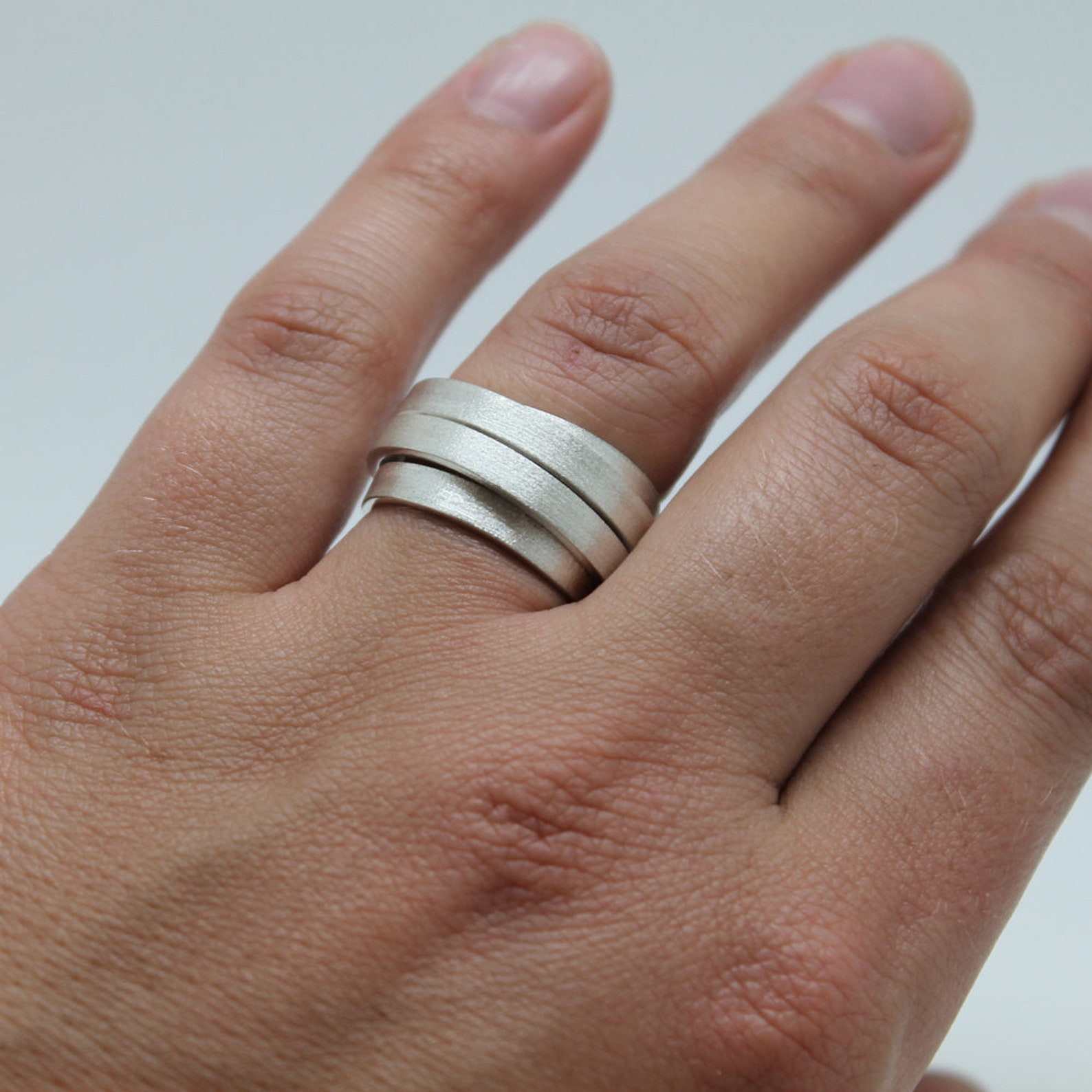 Wrapped Silver Ring, Chunky Wrapped Ring, Wrapped Around Ring, Wide ...