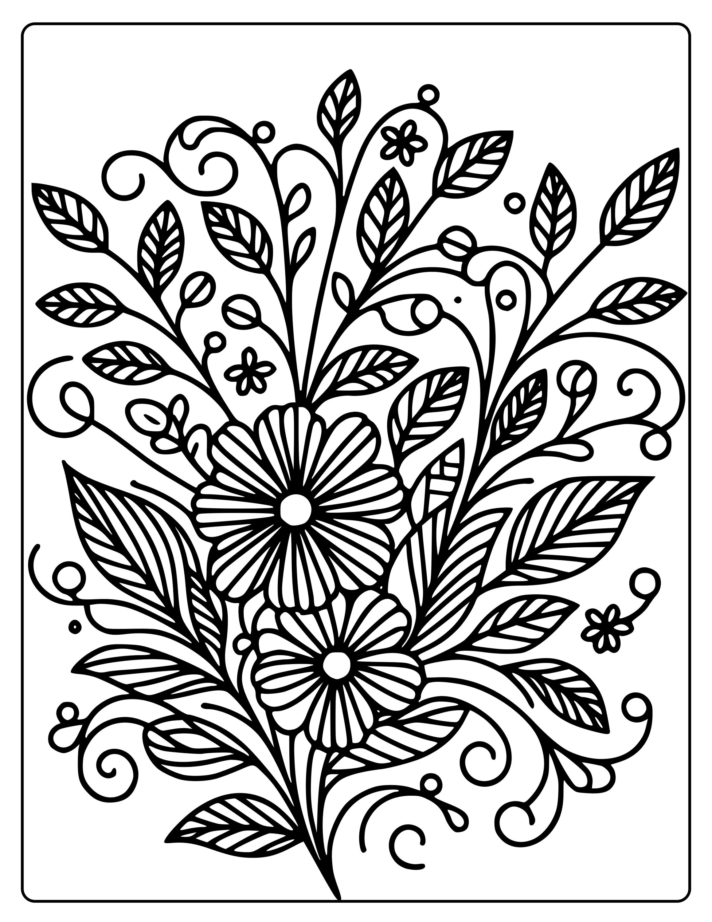 Printable Flower Coloring Sheets 7-pack 8.5x11in - Etsy