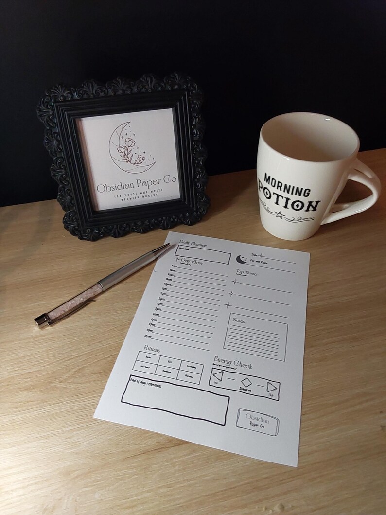 Witchy Daily Planner Printable - Minimal Mystic Layout for Productivity ...