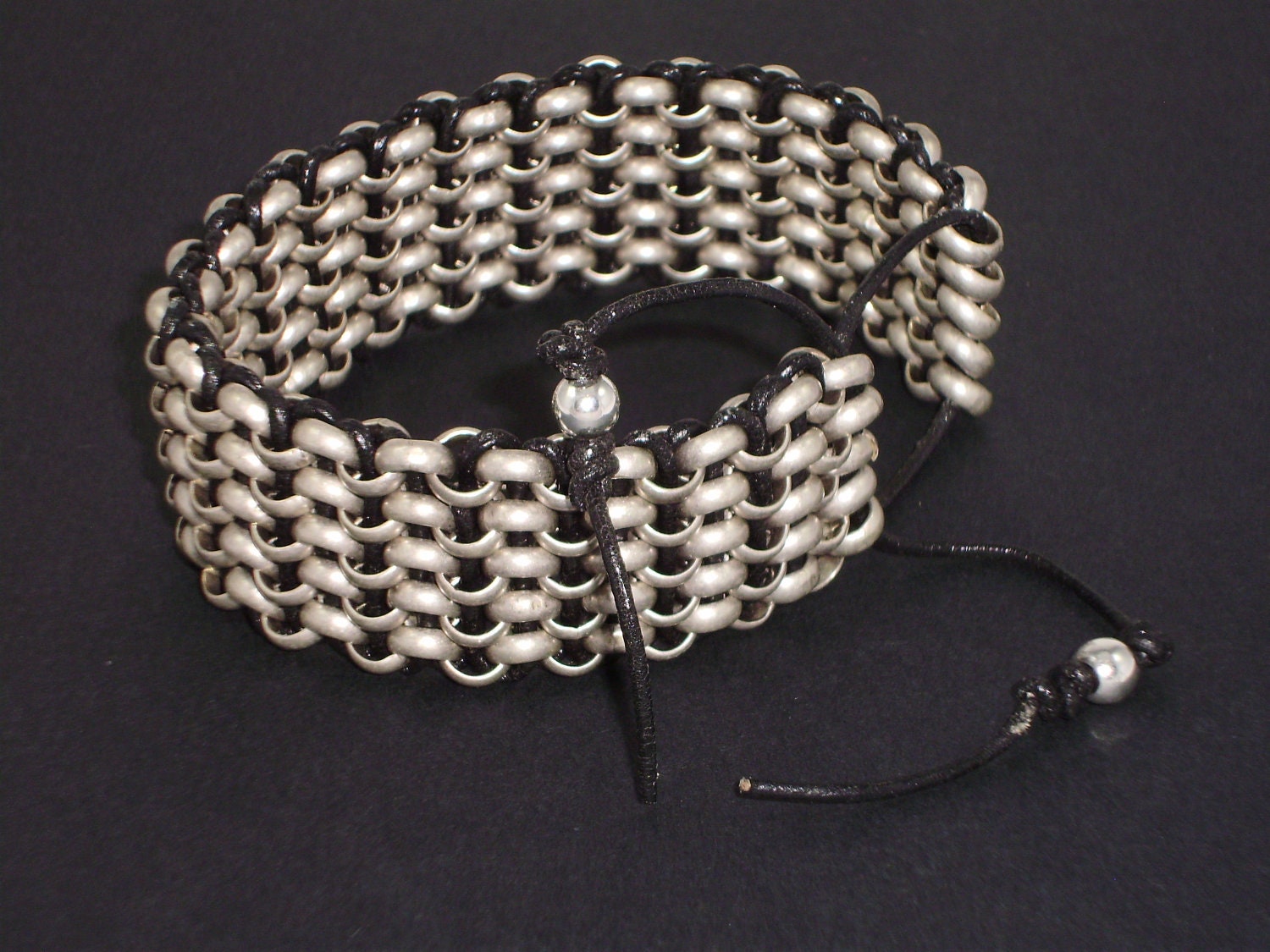 Chain and Leather Cord Cuff Bracelet - Etsy