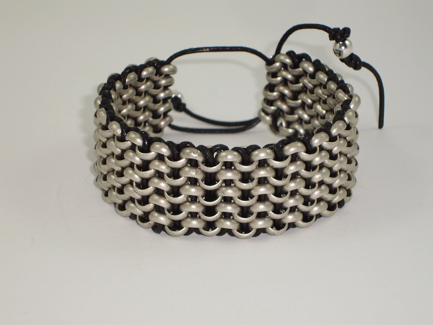 Chain and Leather Cord Cuff Bracelet - Etsy