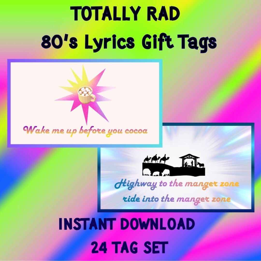 80's Music Christmas Gift Tags • Printable Retro Holiday Tags • Instant ...