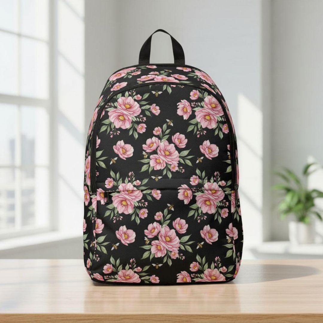 Pink Floral Pattern Backpack | Watercolor Roses, Vintage Cottagecore ...