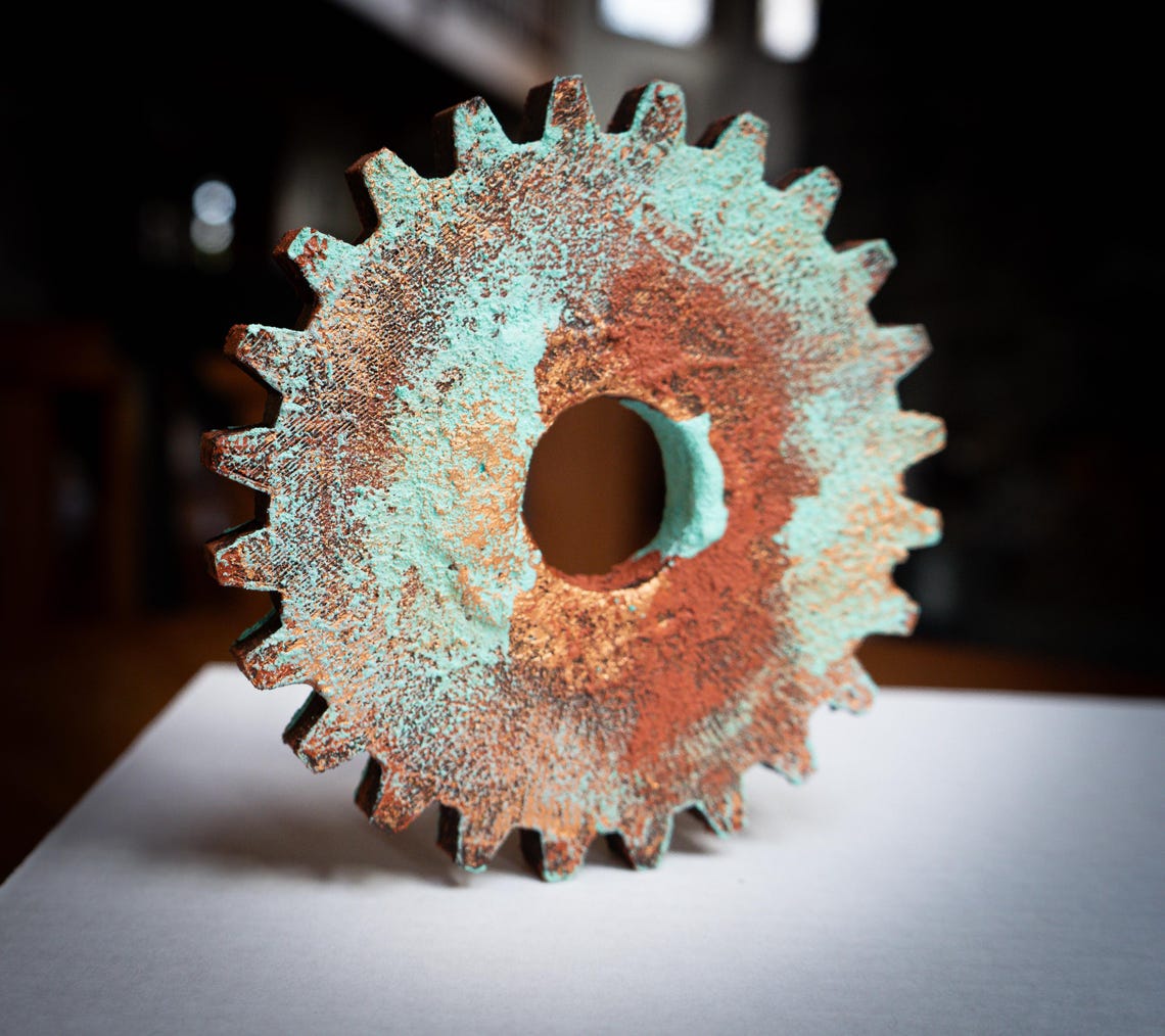 Patina Steampunk Gear Set – Rustic Metal Look, Eco-friendly Decor (set ...