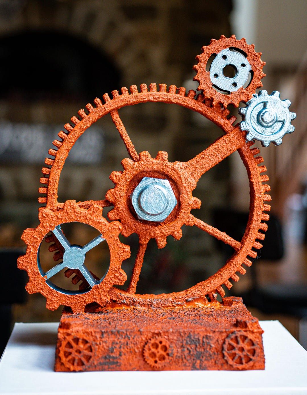 Steampunk Gear Sculpture – Industrial Rusted Mechanical Decor ...