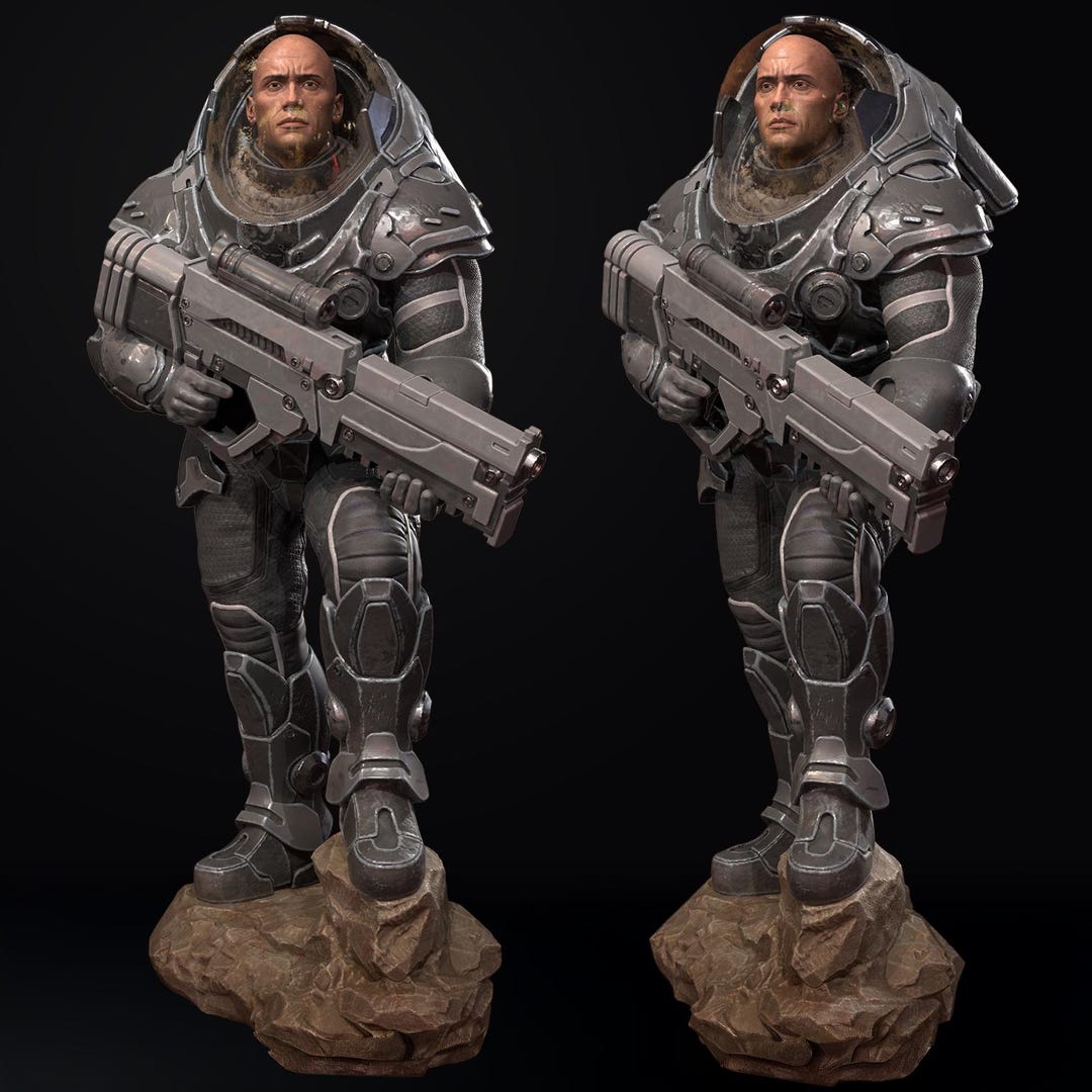 Captain Dwayne Fanart STL Statue | Multiple Scales | 3D STL Print Model ...