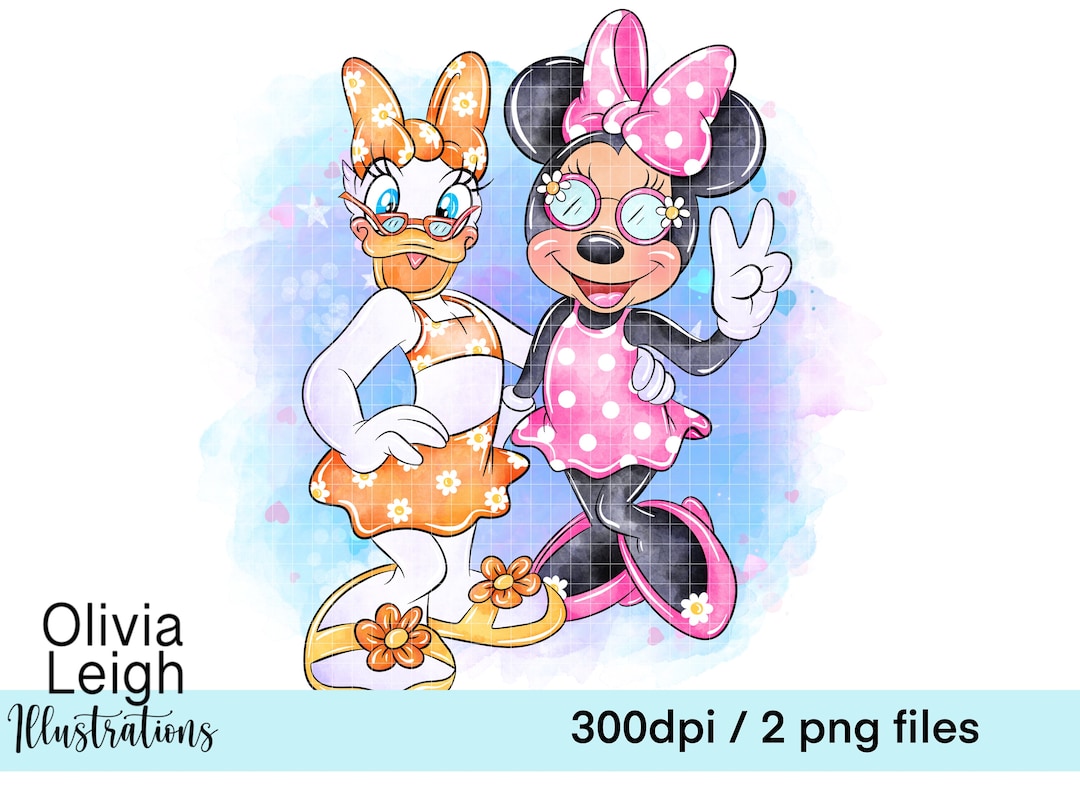 Minnie Mouse and Daisy, Summer Beach Cute Clipart PNG Files DIGITAL ...