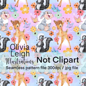 Bambi Cute Seamless Repeat Pattern. Digital Paper. DIGITAL DOWNLOAD ...